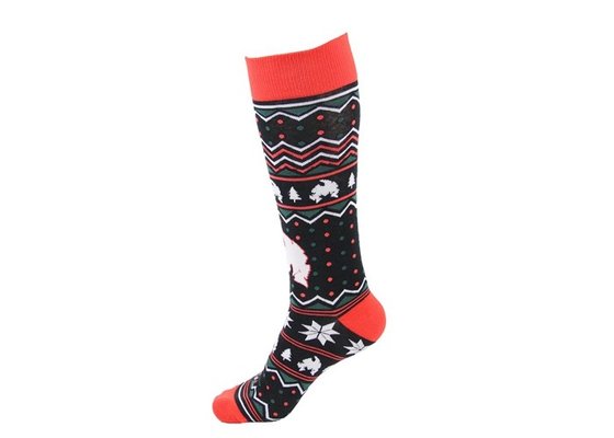 Adult Navy Cotton And Acrylic Christmas Socks Womens Breathable Standard Length