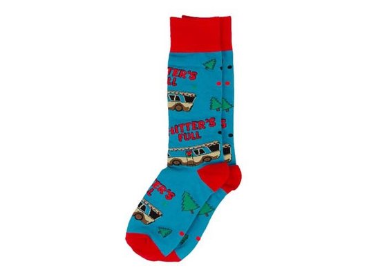 Unisex Jacquard Custom Ugly Christmas Socks Blue Cute Knitted Adult Size