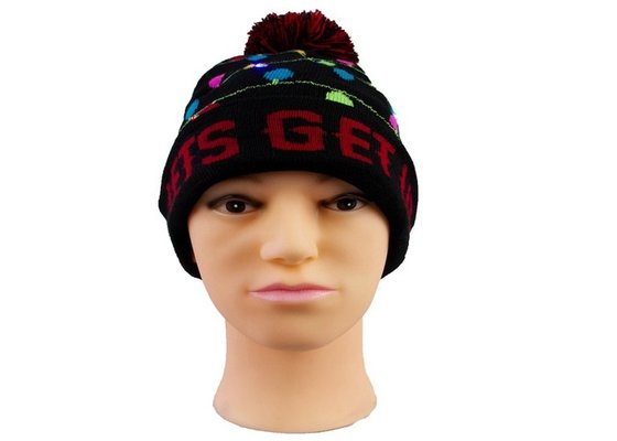 Custom Colorful Warm Winter Accessories Cozy Cotton Christmas Beanie With Light