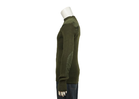 Heavy Duty Police Thick Pullover Sweaters , Brown Military Sweater With Elbow Patch