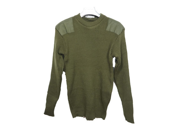 Heavy Duty Police Thick Pullover Sweaters , Brown Military Sweater With Elbow Patch