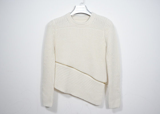 Custom Thick Keep Warm Cable Knit Sweater Womens Acrylic White Pullover Style