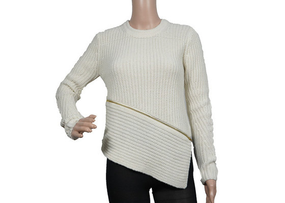 Custom Thick Keep Warm Cable Knit Sweater Womens Acrylic White Pullover Style