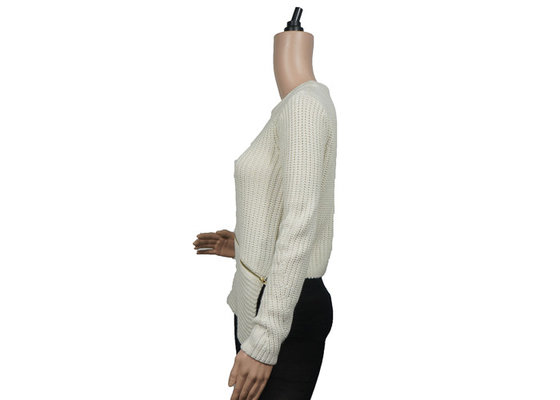 Custom Thick Keep Warm Cable Knit Sweater Womens Acrylic White Pullover Style