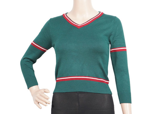 Primary School Uniform Sweaters , School Dress Sweater Green Anti - Shrink