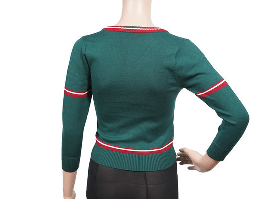Primary School Uniform Sweaters , School Dress Sweater Green Anti - Shrink