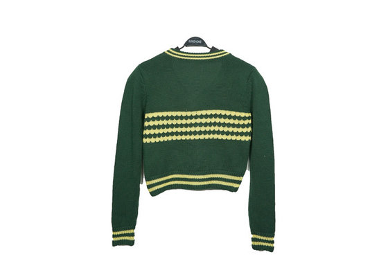 British V Neck Green Pattern Boys Knit Sweater Children Pullover Clothing