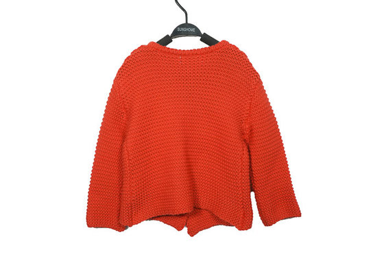 Winter Girl Warm Casual Knitted Cardigan Kids Sweater Pure Orange Custom Design