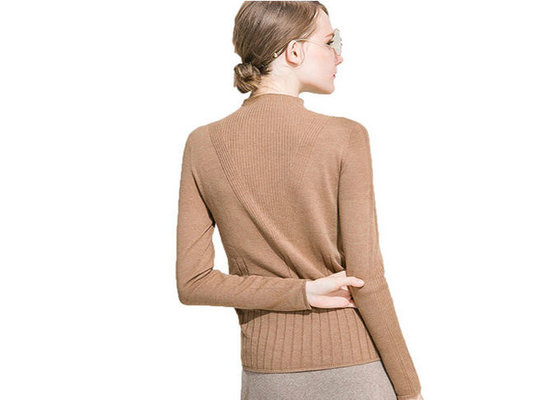 Black Womens Knit Sweater , Women Knitted Sweater Round Neck Tight Jumper Pullover