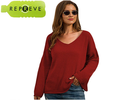 V Neck Loose Pullover Sweater Autumn Sustainable Apparel
