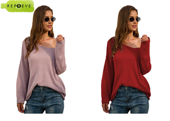 V Neck Loose Pullover Sweater Autumn Sustainable Apparel