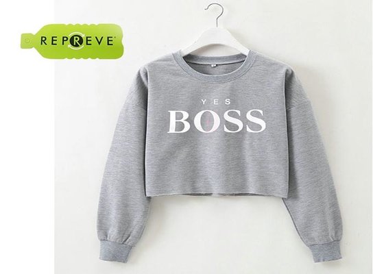 Print Long Sleeve Pullover Exposed Navel Sustainable Sweatshirt