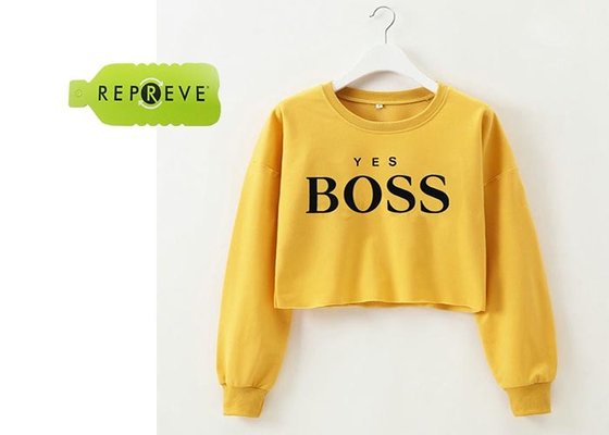 Print Long Sleeve Pullover Exposed Navel Sustainable Sweatshirt