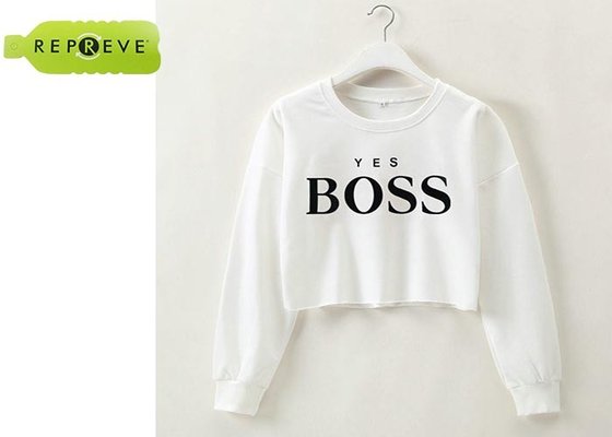 Print Long Sleeve Pullover Exposed Navel Sustainable Sweatshirt