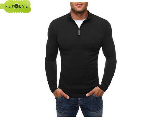 Polyester Knitted Pullover Sweater 1/4 Zip Sustainable Apparel