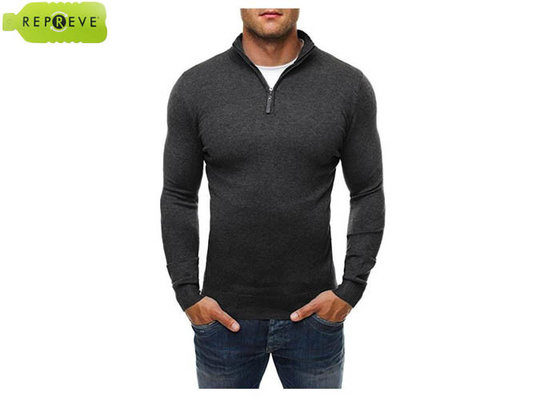 Polyester Knitted Pullover Sweater 1/4 Zip Sustainable Apparel