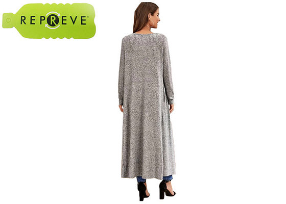 Polyester Knitted Long Autumn V Collar Sustainable Apparel
