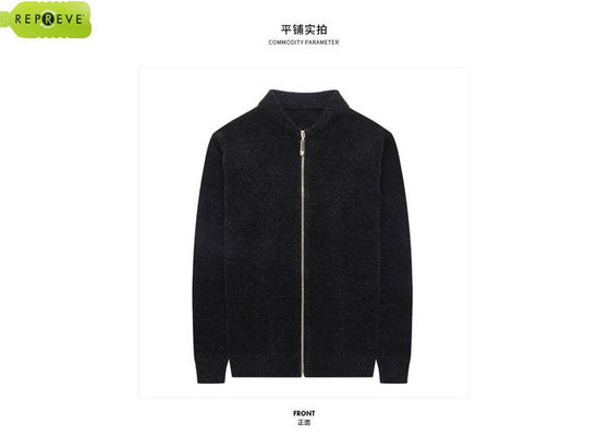 High Collar Knit Cardigan Jumper Zip Up Sustainable Apparel