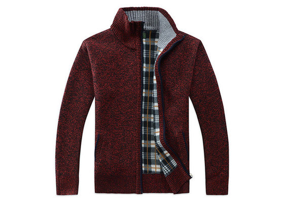 Autumn Zipper Breathable Mens Knit Cardigan Sweater