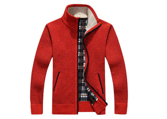 Autumn Zipper Breathable Mens Knit Cardigan Sweater