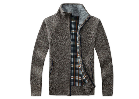 Autumn Zipper Breathable Mens Knit Cardigan Sweater