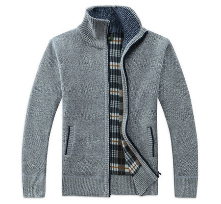 Autumn Zipper Breathable Mens Knit Cardigan Sweater