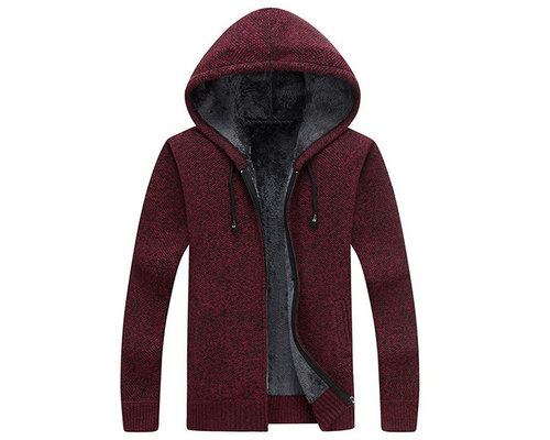 ISO M L XL V Neck Cardigan Zipper Mens Knit Sweater