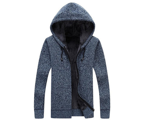 ISO M L XL V Neck Cardigan Zipper Mens Knit Sweater