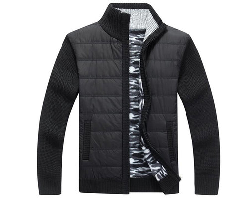 L XL XXL Muscle Fit Patchwork Knitted Cardigan Jacket