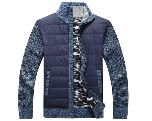 L XL XXL Muscle Fit Patchwork Knitted Cardigan Jacket