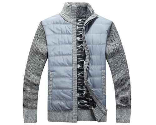 L XL XXL Muscle Fit Patchwork Knitted Cardigan Jacket