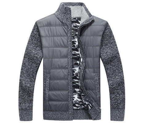 L XL XXL Muscle Fit Patchwork Knitted Cardigan Jacket