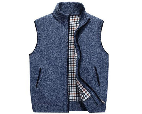 Stand Collar Thick Knit Cardigan Sleeveless Sweater Vests