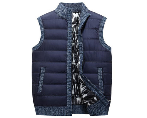 OEM Mandarin Collar Knitted Sleeveless Cardigan Vest