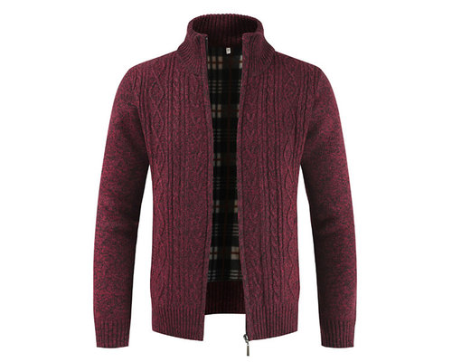 OEM Thick Cardigan Zipper Collar Cozy Knit Sweater
