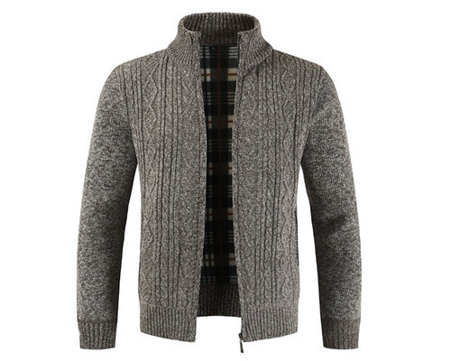 OEM Thick Cardigan Zipper Collar Cozy Knit Sweater