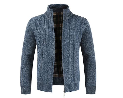 OEM Thick Cardigan Zipper Collar Cozy Knit Sweater