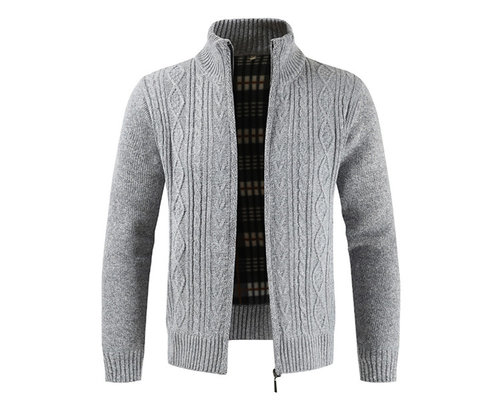 OEM Thick Cardigan Zipper Collar Cozy Knit Sweater