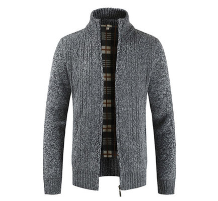 OEM Thick Cardigan Zipper Collar Cozy Knit Sweater