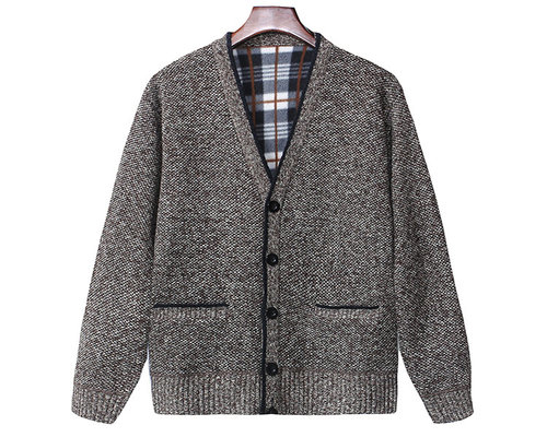 Knitted Mens V Neck Shawl Collar Cardigan Jumper