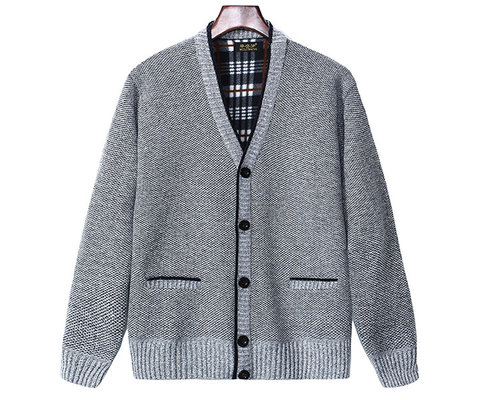 Knitted Mens V Neck Shawl Collar Cardigan Jumper