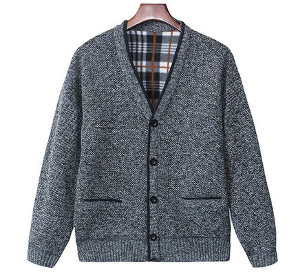 Knitted Mens V Neck Shawl Collar Cardigan Jumper
