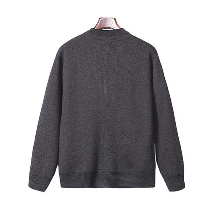 Plain V Neck Cardigan Argyle Pattern Embroidery Sweater