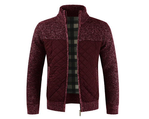 Embroidered Stitching Zipper Long Sleeve Knit Sweaters