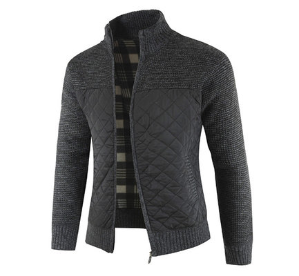 Embroidered Stitching Zipper Long Sleeve Knit Sweaters