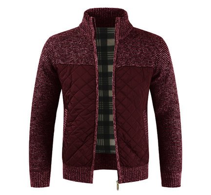 Embroidered Stitching Zipper Long Sleeve Knit Sweaters