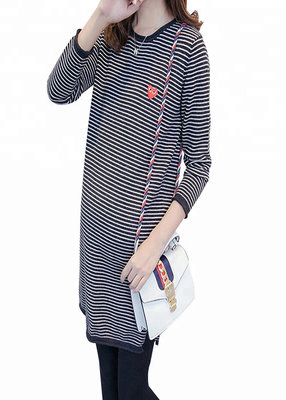 Striped Pattern Maternity Knit Sweater Loose Fit Type Polyester / Cotton Material