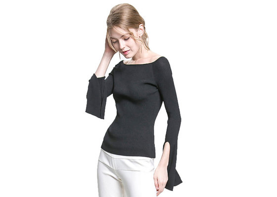 Tipo sem alças S M L tamanho do ombro da gota do pulôver da camiseta da malha das mulheres do colar