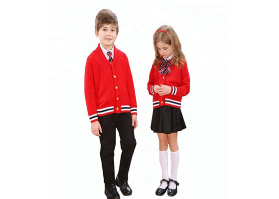 Cardigan élégant d'uniformes scolaires d'enfants, chandail uniforme de filles avec le modèle de jupe