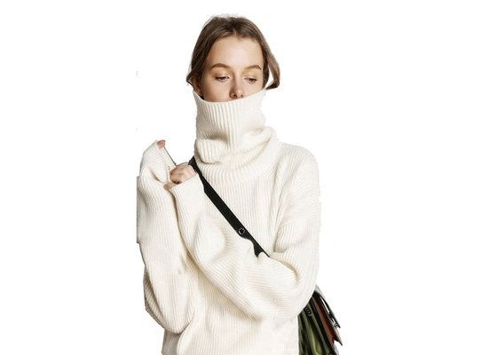 Het duidelijke van de de Sweater Hoge Hals van het Kameelkasjmier van de de Wolverbindingsdraad Ruwe Angora Materiaal voor Dames